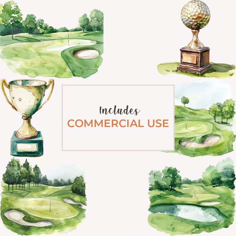 Watercolor Golf Clipart Bundle, Cute Golf Clip Art, Golf PNG, SVG - Etsy