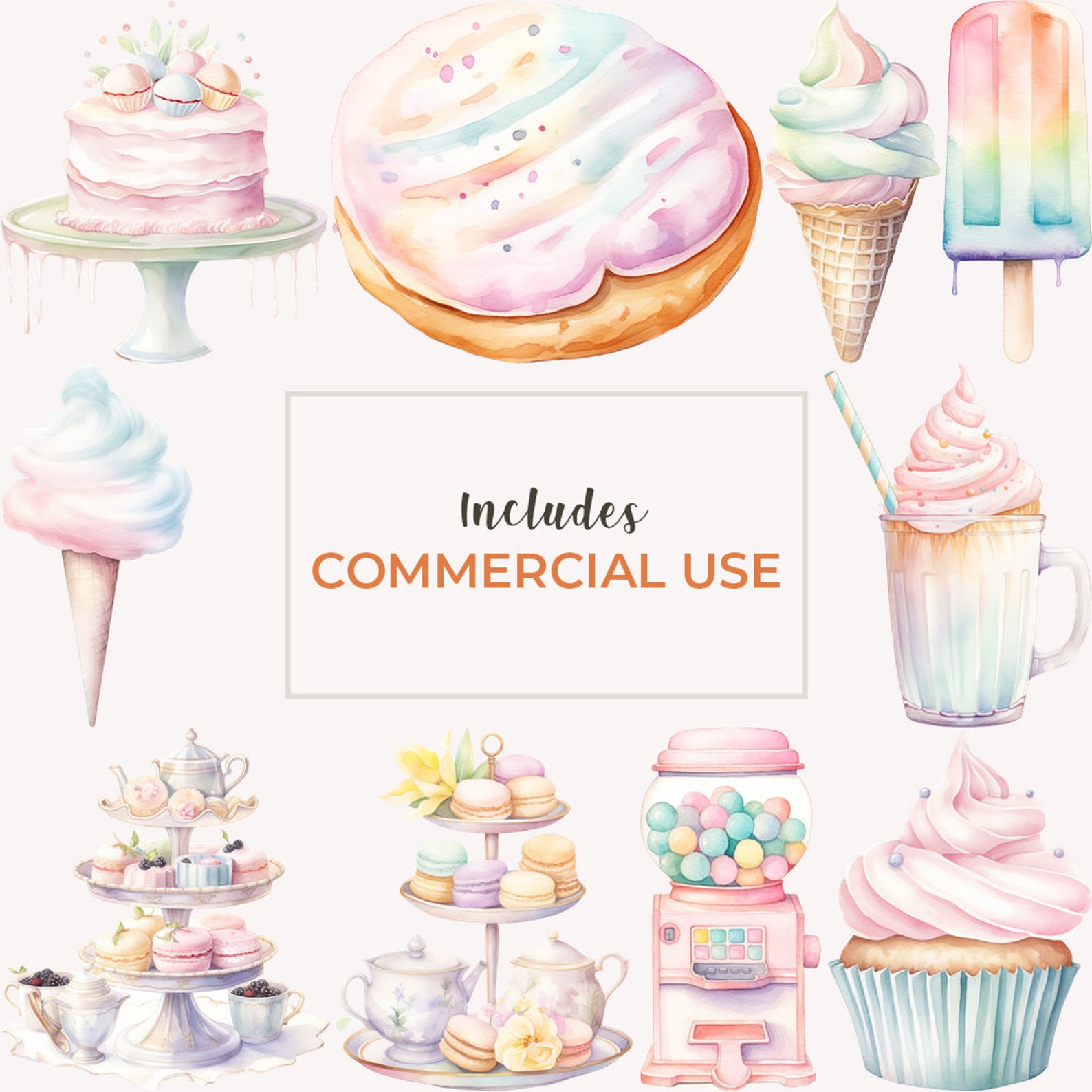 Pastel Candy Clipart Bundle, Cute Candy Clip Art, Candy PNG, SVG, Floss ...