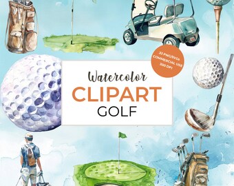 Watercolor Golf Clipart Springtime Cute Golf Clip Art Graphics in PNG ...