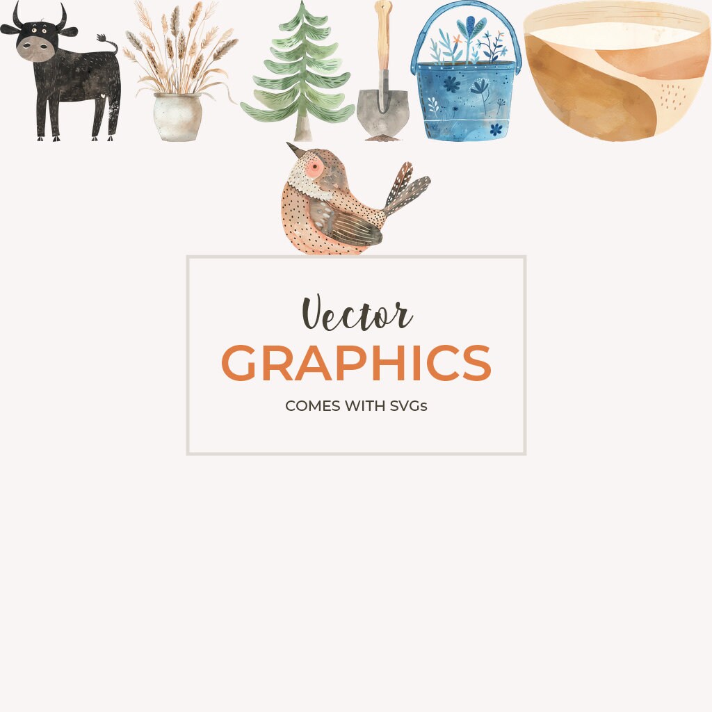 Watercolor Farm Animal Clipart Bundle Scrapbook Clipart Nursery Clipart ...