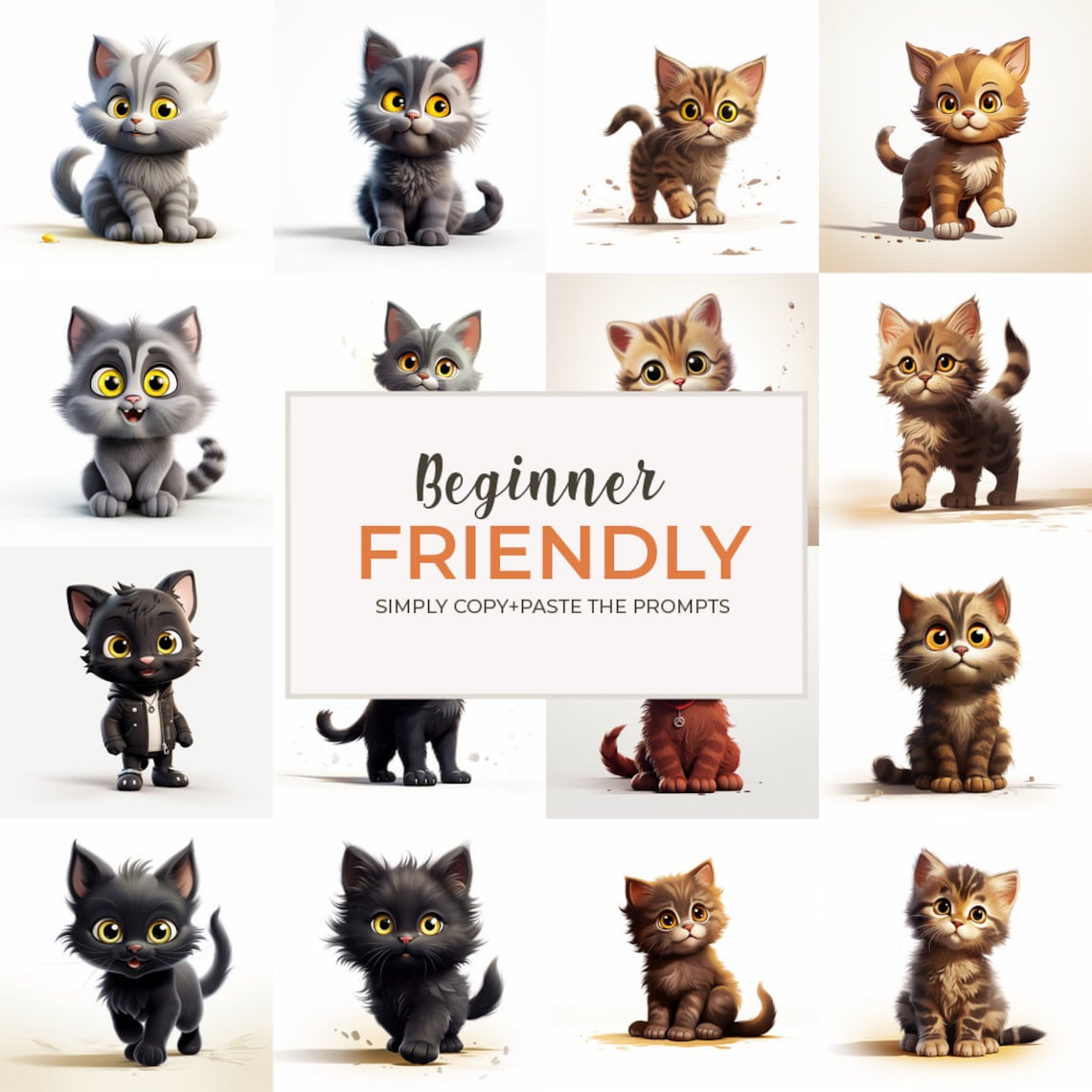 Midjourney Prompts for Cartoon Cats Clipart Creation, Happy Cats ...
