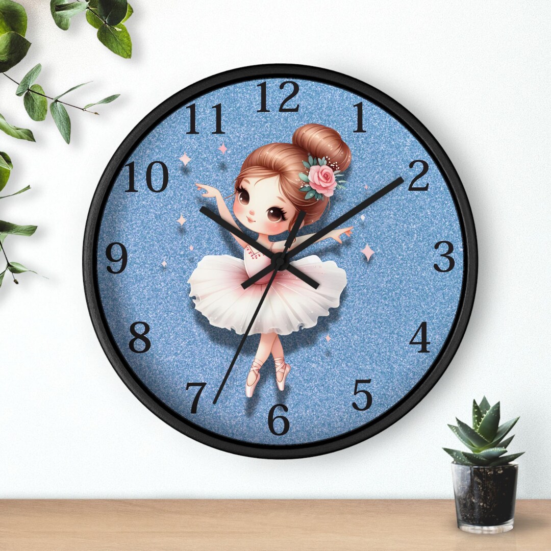 Ballerina Wall Clock for Girls Room, Kids Bedroom Decor, Cute Dance ...