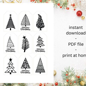 Christmas Tree Gift Tags Printable PDF Digital Download Minimalist Gift ...