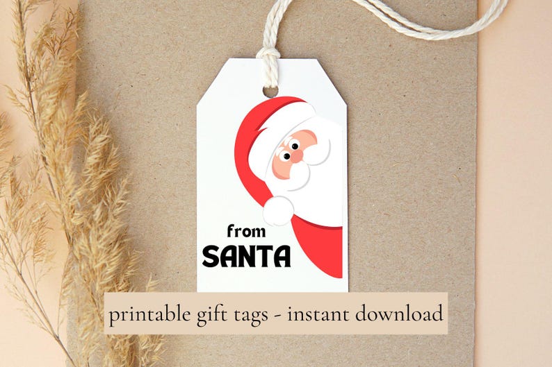 Christmas Gift Tags Printable PDF Digital Download Santa Gift Tag ...