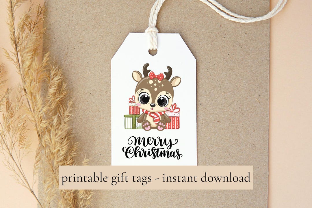 Christmas Gift Tags Printable PDF Digital Download Cute Reindeer Gift ...