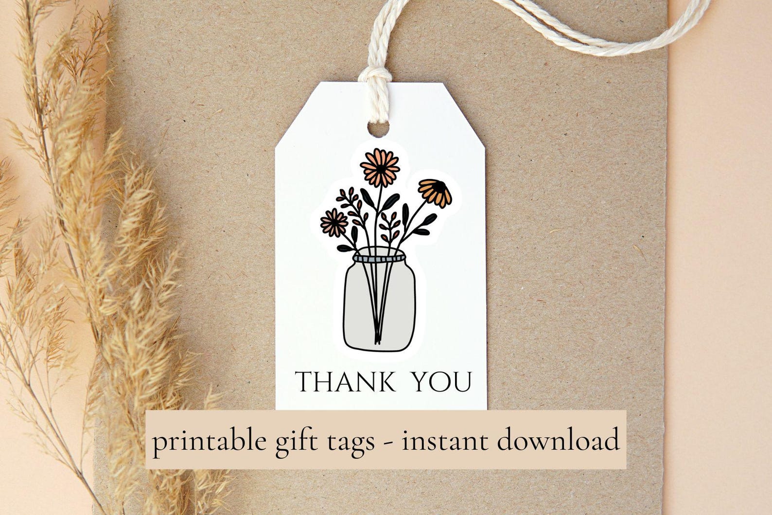 Thank You Tags Printable PDF Digital Download Swing Tags Gift Tags ...