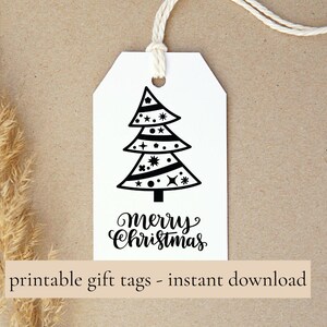 Christmas Tree Gift Tags Printable PDF Digital Download Minimalist Gift ...