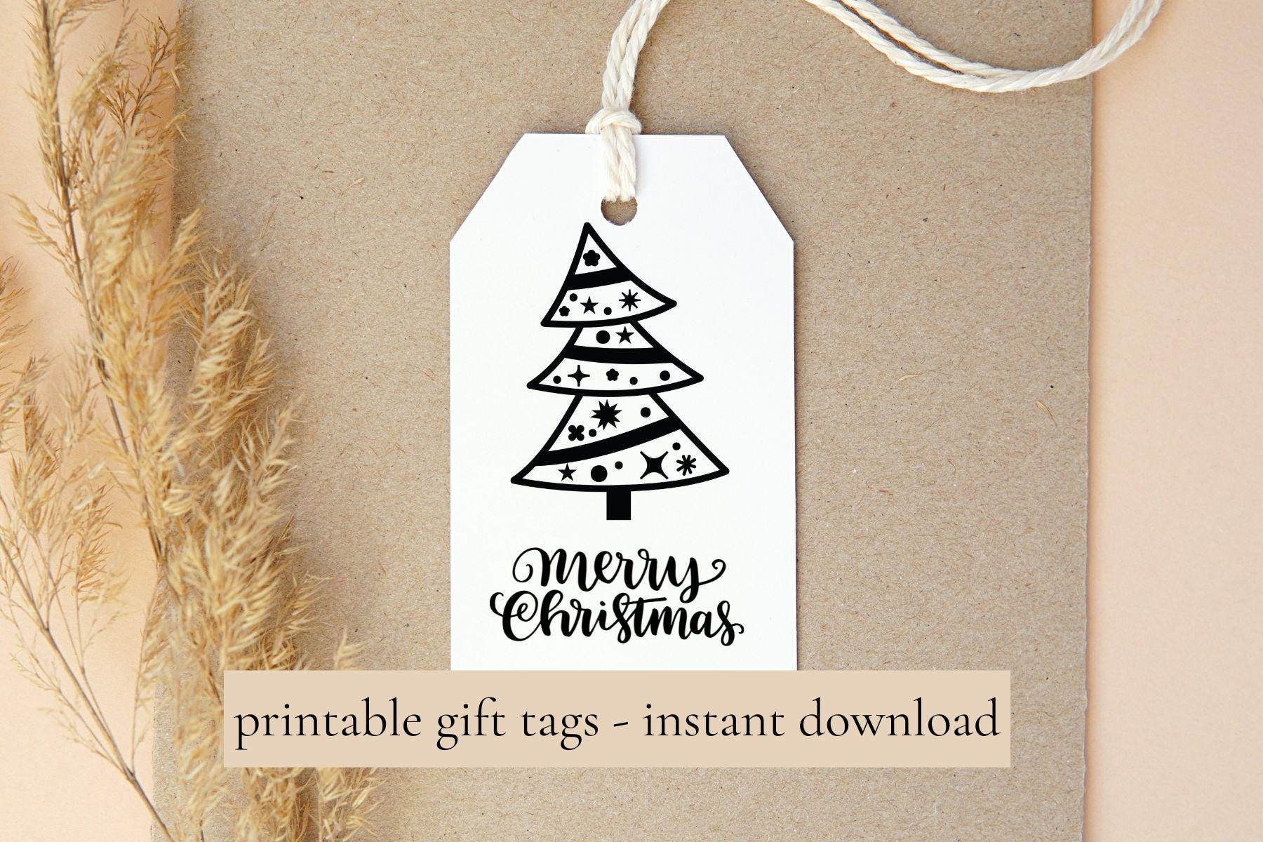Christmas Tree Gift Tags Printable PDF Digital Download Minimalist Gift ...