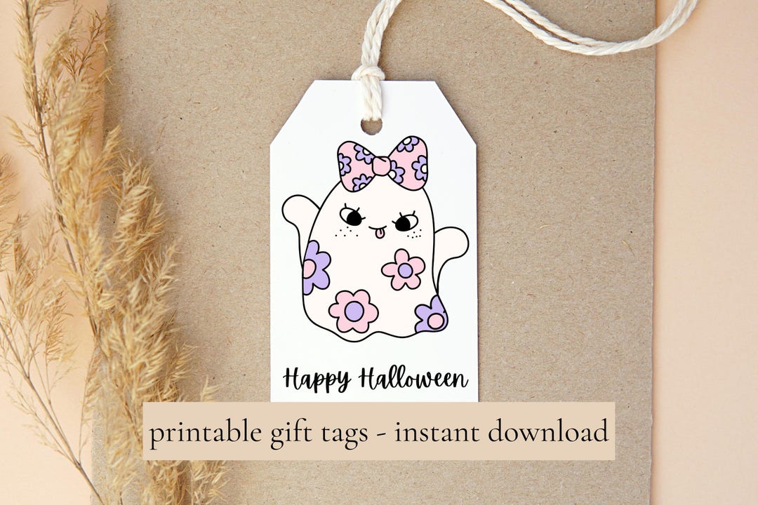 Cute Halloween Ghost Gift Tags Printable PDF Digital Download Instant ...