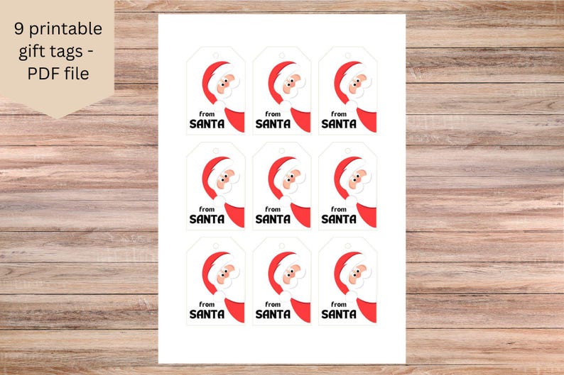 Christmas Gift Tags Printable PDF Digital Download Santa Gift Tag ...