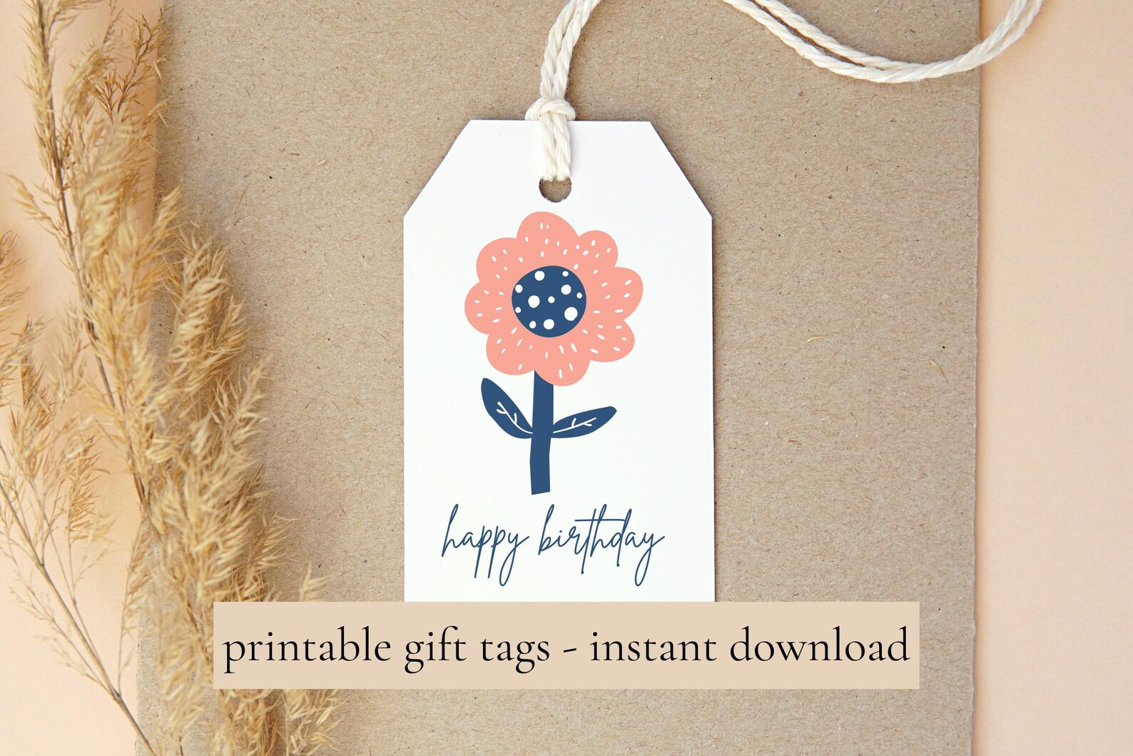 Birthday Gift Tags Printable PDF Digital Download Happy Birthday Floral ...