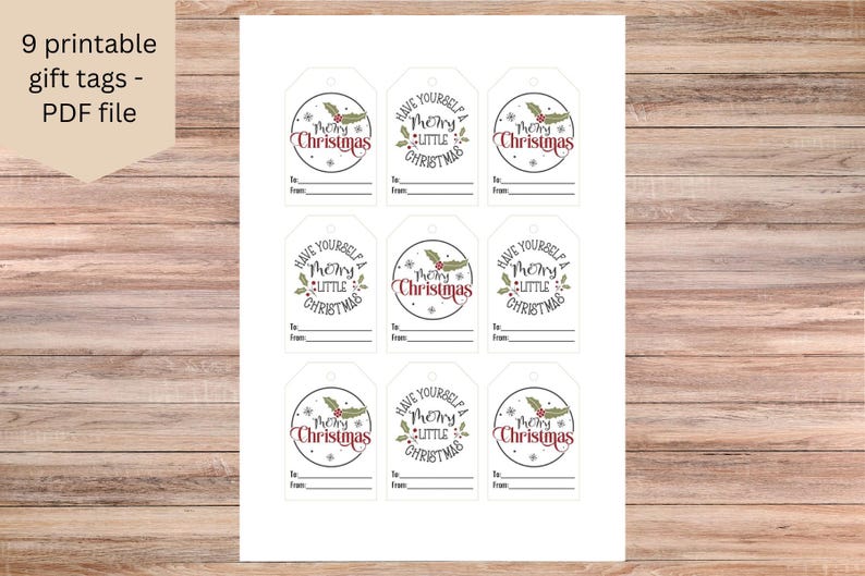 Christmas Gift Tags Printable PDF Digital Download Instant Download ...