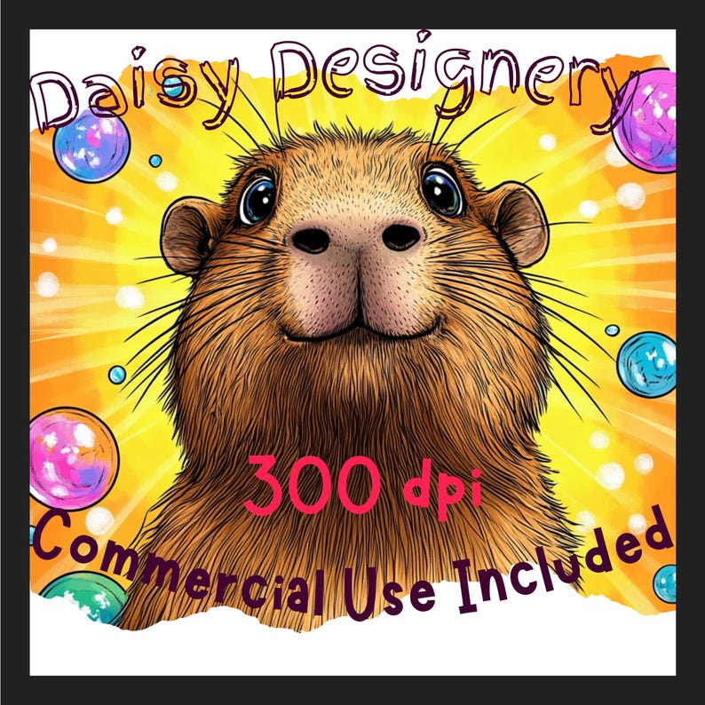 Capybara Png, 80's, 90's Sublimation, Design, Colorful Fun Png, Bubbles ...