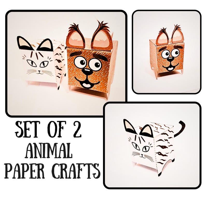Printable Kids Crafts, Printable Animals, Cute Dog, Cat, Instant ...