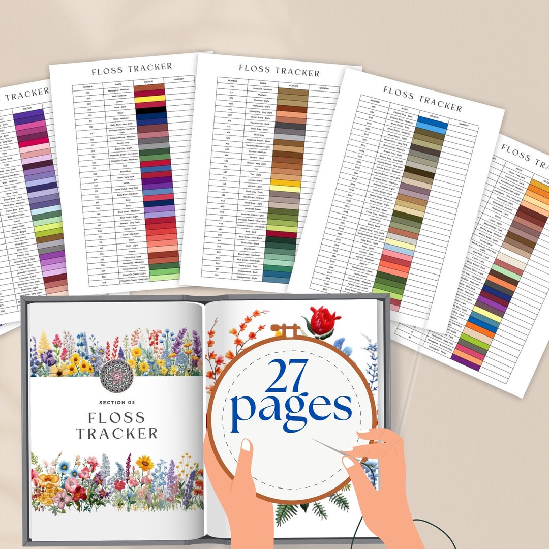 Printable DMC Thread Color Chart Tracker / Inventory Sheets /floss ...