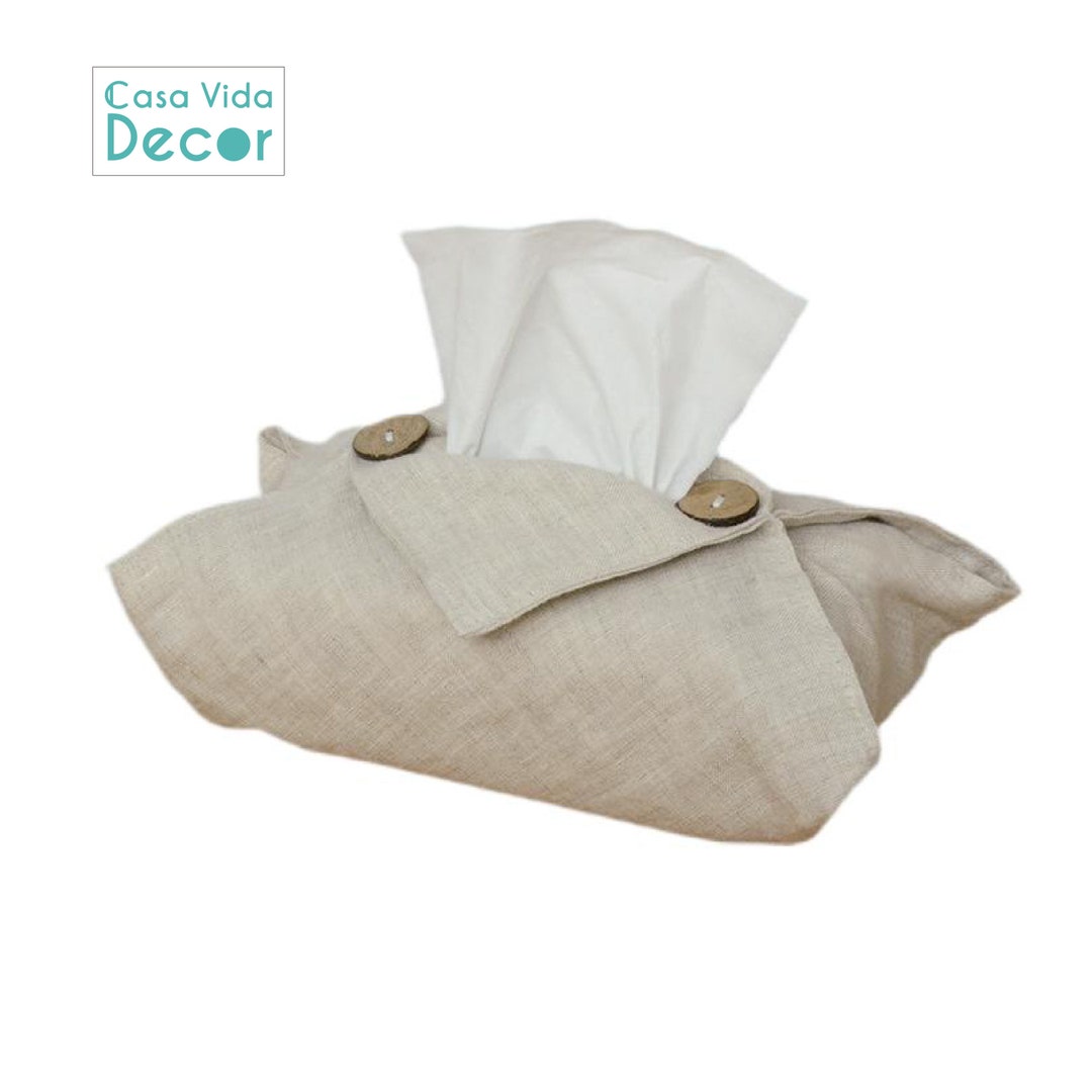 Tissue Cover Box, Linen Fabric Tissue Cover With Cotton Muslin Lining ...