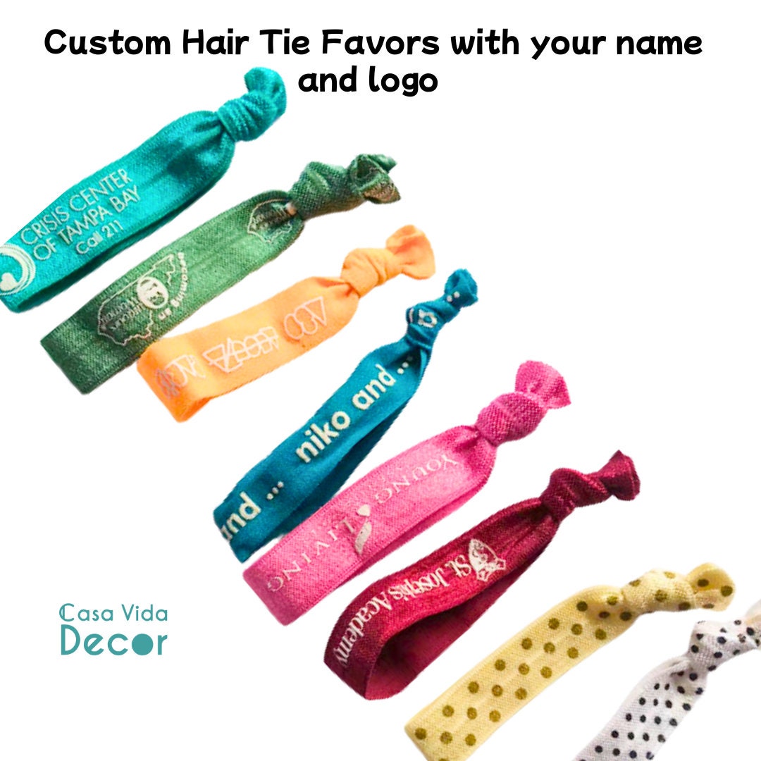 50 Pcs Custom Hair Tie Favors Festival Party Personalized Hair Ties ...