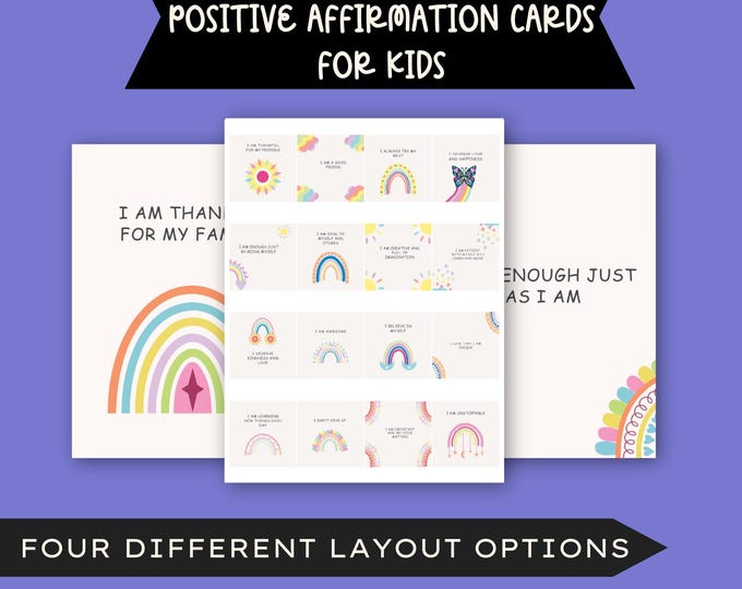 Printable Affirmation Cards for Kids| Set of 35 Positive Children’s ...