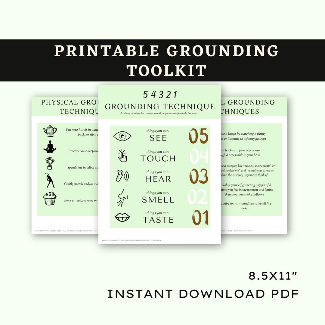 Anxiety Grounding Toolkit Printable, 54321 Technique (PDF) - Etsy UK