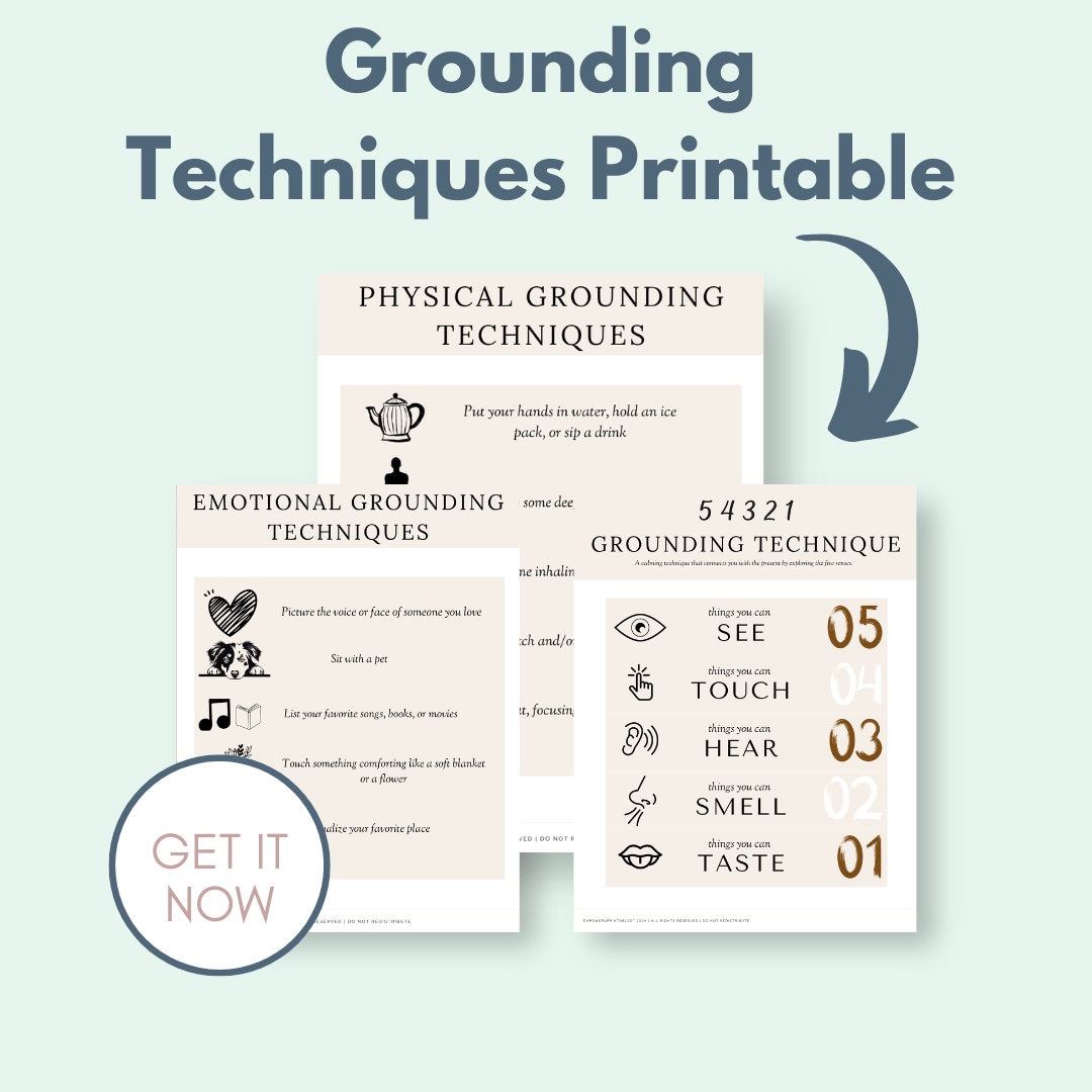 Grounding Techniques Printable Anxiety Techniques Printable PDF Instant ...