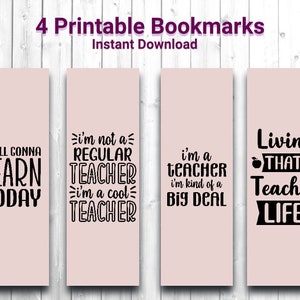Printable Bookmarks for Teachers Teacher Themed Digital Bookmarks ...