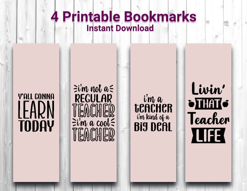 Printable Bookmarks for Teachers | Teacher Themed Digital Bookmarks ...