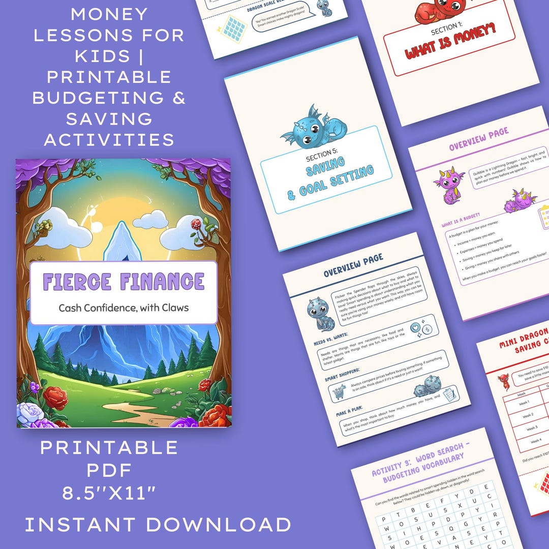 Kids Financial Literacy Workbook, Budgeting & Saving Activities (PDF ...