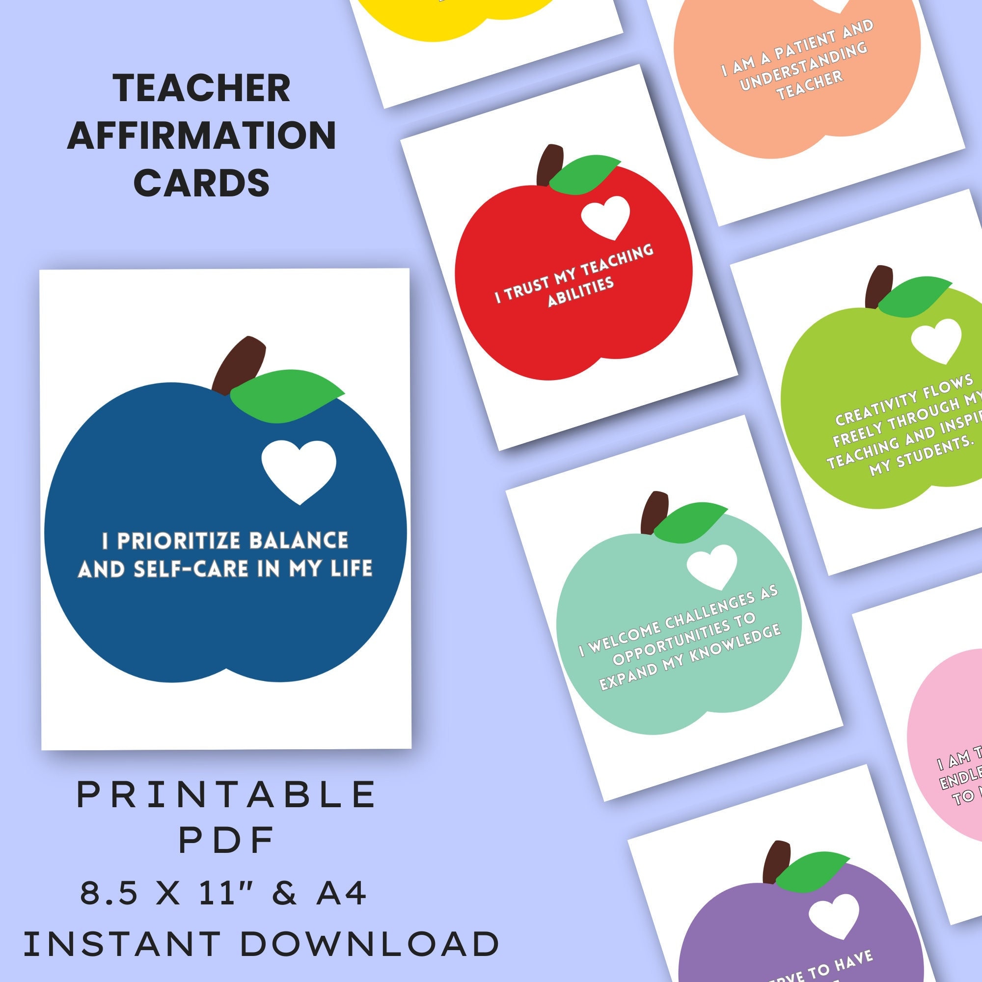 Printable Teacher Affirmation Cards, Inspiring Classroom Quotes, Self Care for Teachers, Digital ...