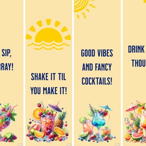 Summer Reading Beach Cocktail Themed Digital Bookmarks Printable ...