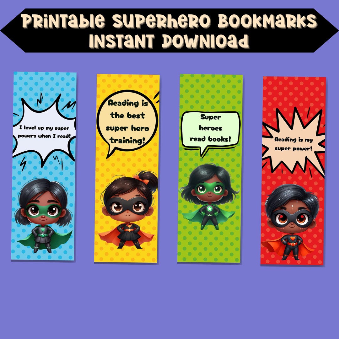 Superhero Kids Bookmarks, Summer Reading (PDF) - Etsy