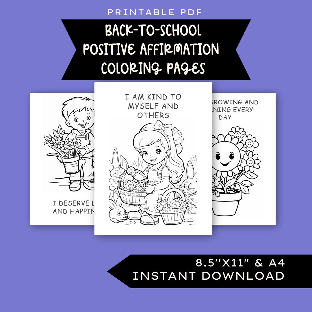 Positive Affirmation Coloring Cards for Kids, Mindfulness Activity (PDF ...