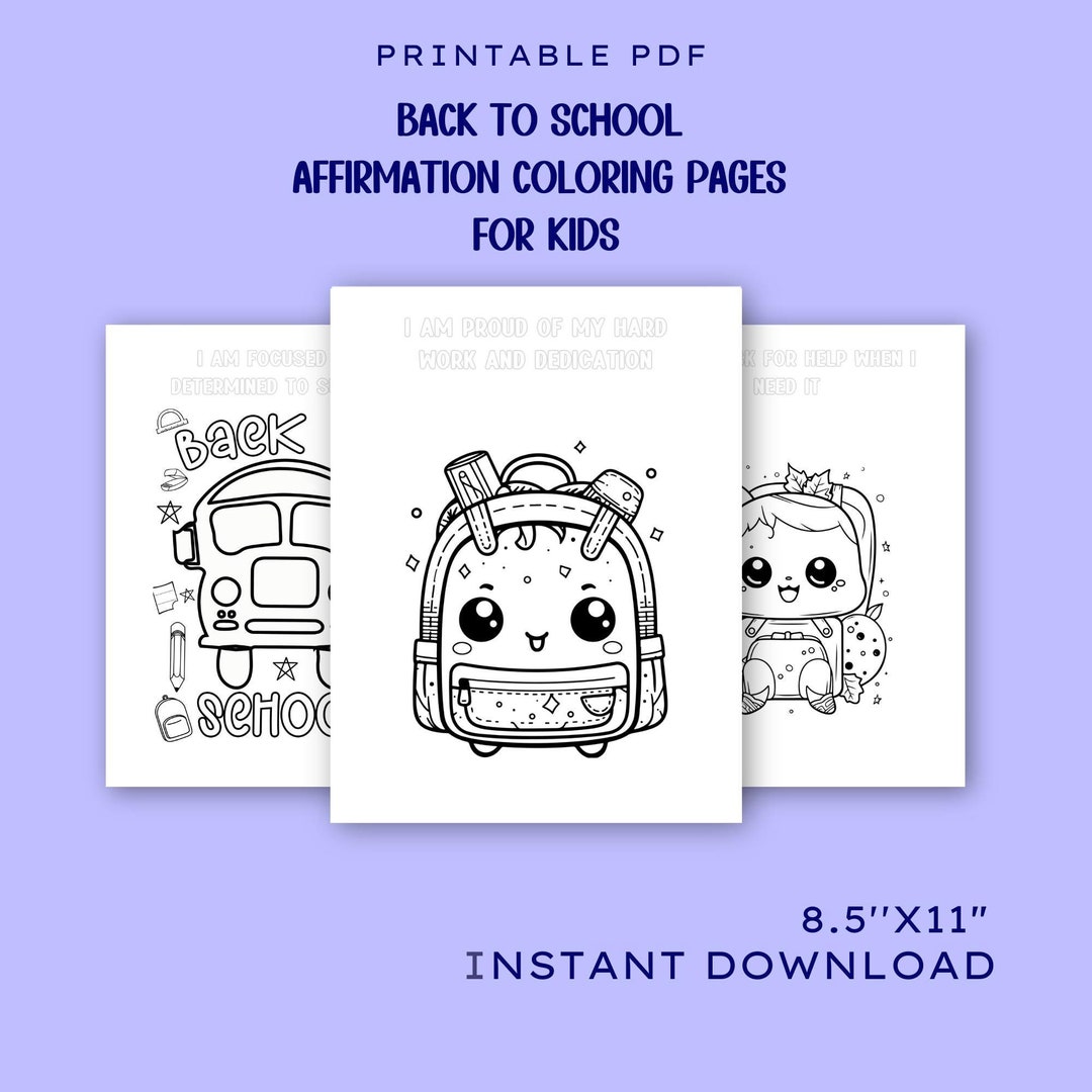 Printable Affirmation Coloring Pages for Kids, Positive School ...