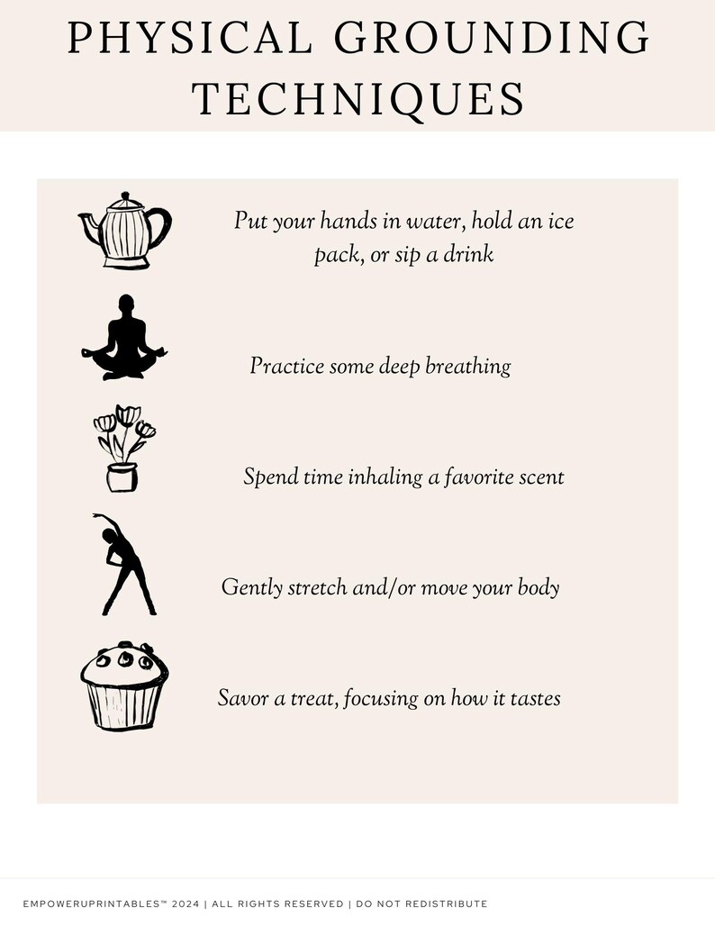 Anxiety Grounding Techniques Printable, 5-4-3-2-1 Tool (PDF) - Etsy