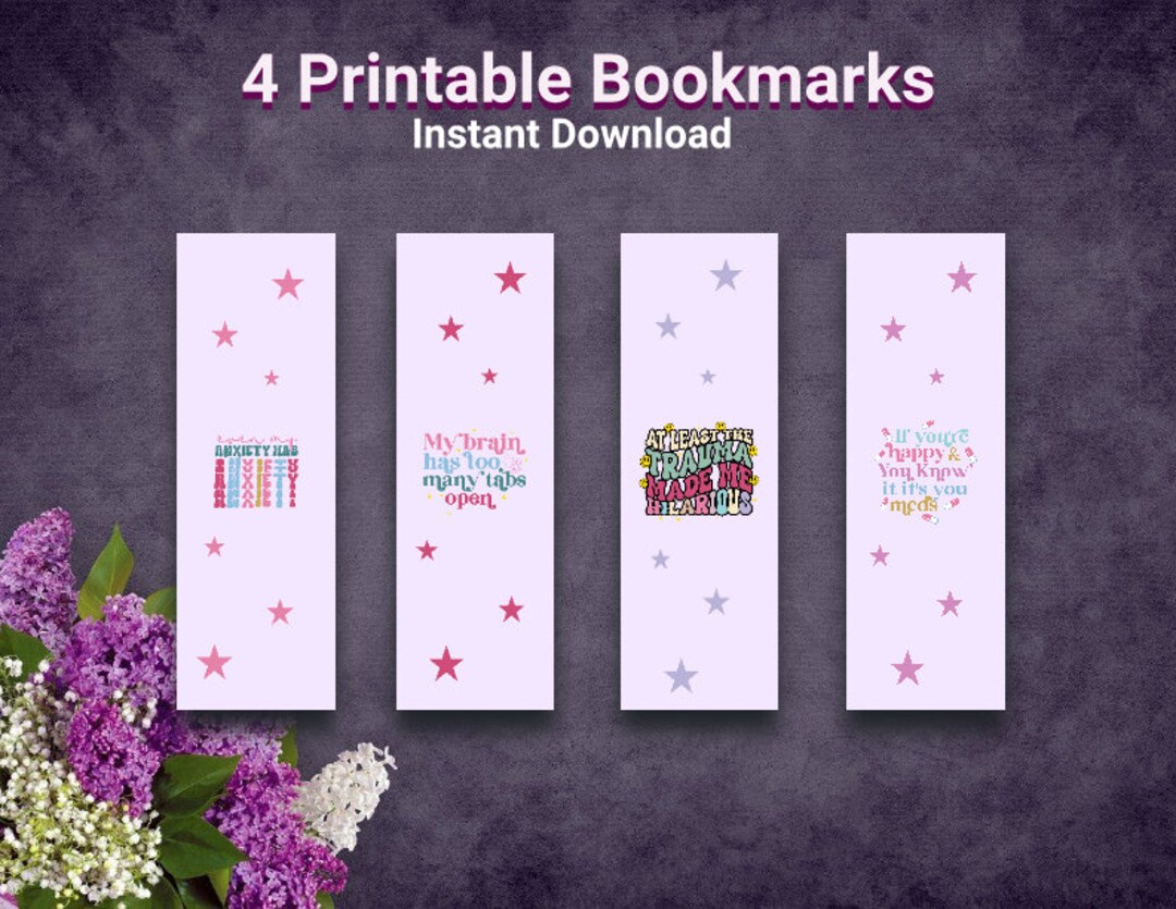 Mental Health Printable Bookmarks Anxiety Themed Digital Bookmarks ...