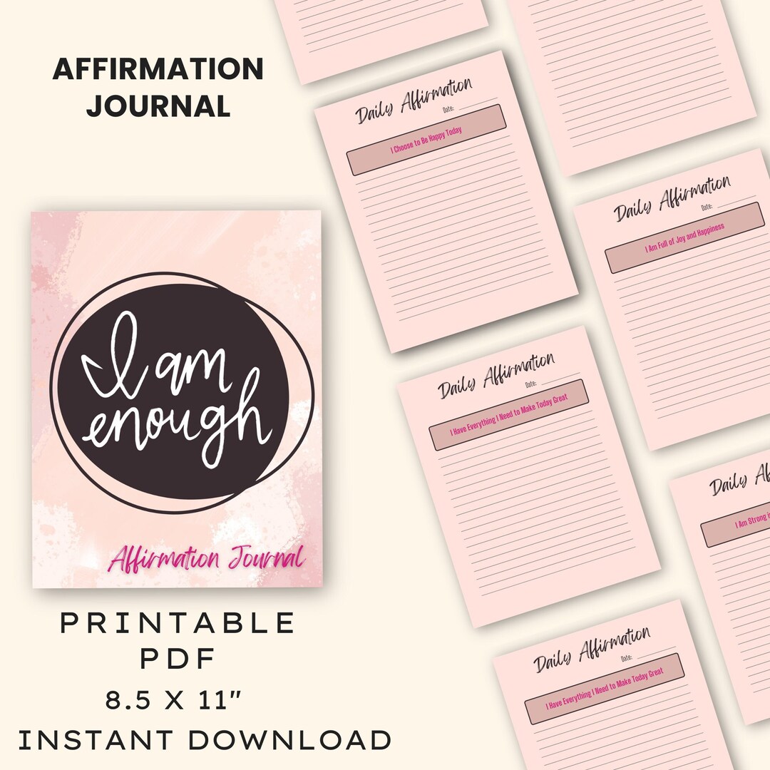 Printable Affirmation Journal, Daily Reflection, Mindset Planner (PDF ...