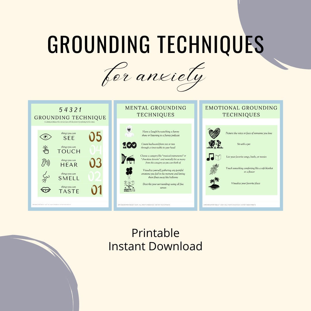 Grounding Techniques Printable Anxiety Techniques Printable PDF Instant ...