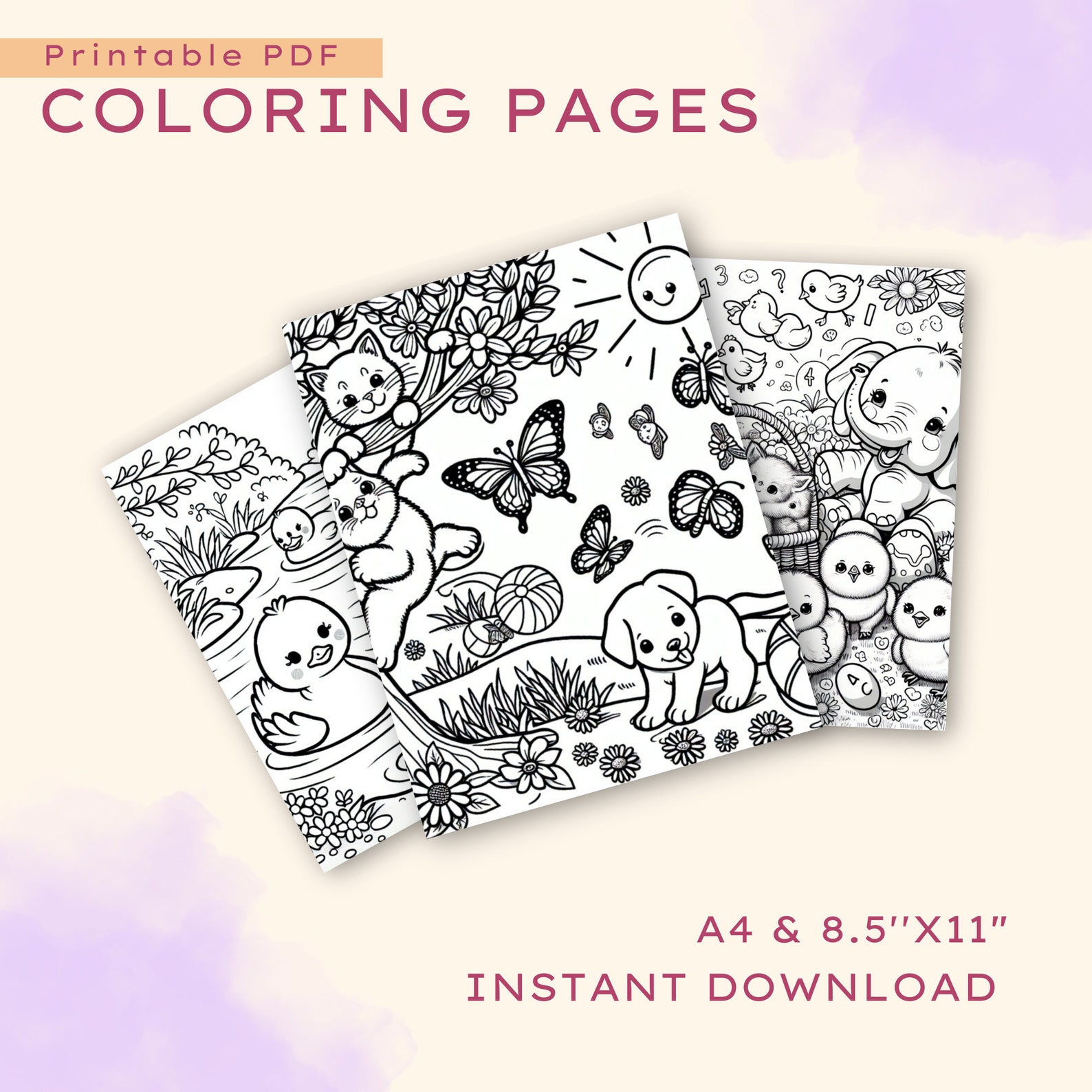 Summer Printable Coloring Pages for Kids Baby Animal Kids Coloring ...