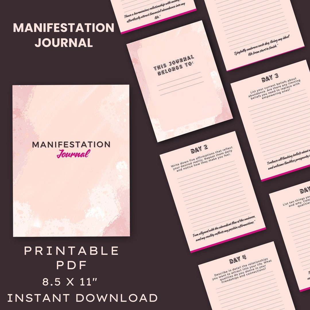 Printable Manifestation Journal, Manifest Workbook, Instant Download ...