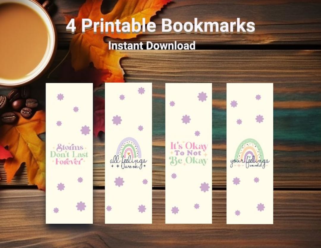 Printable Bookmarks Set of 4, Mental Health Quote, Digital Download ...