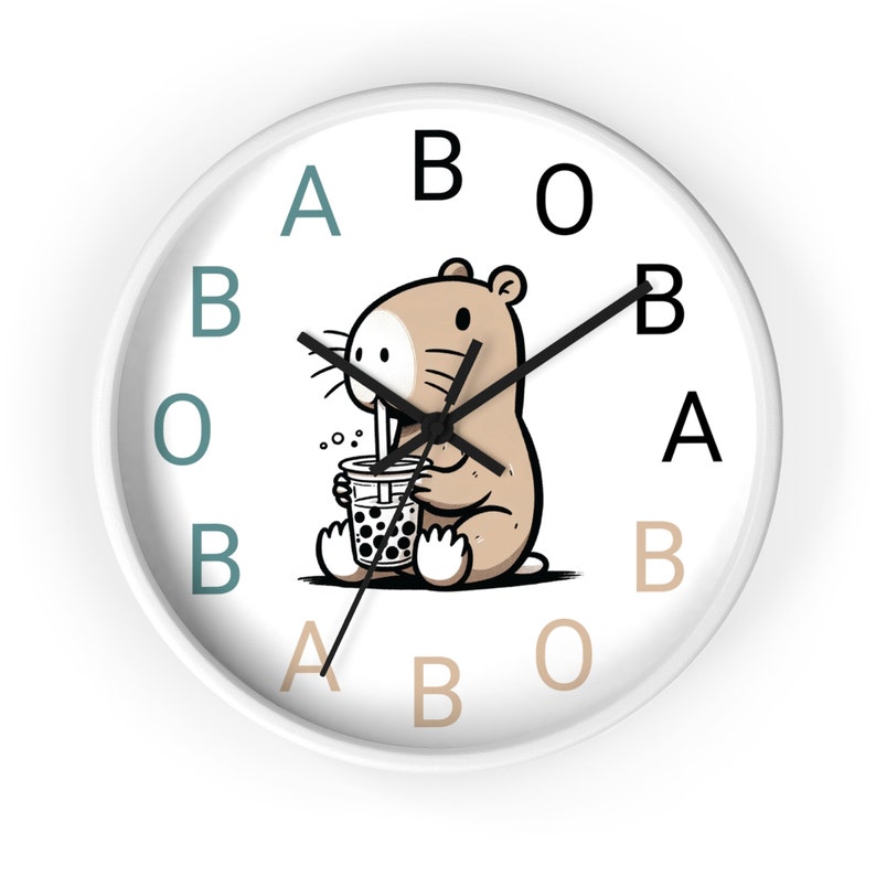 Playful Capybara Boba Time Wall Clock 10-inch Whimsical Decorative ...