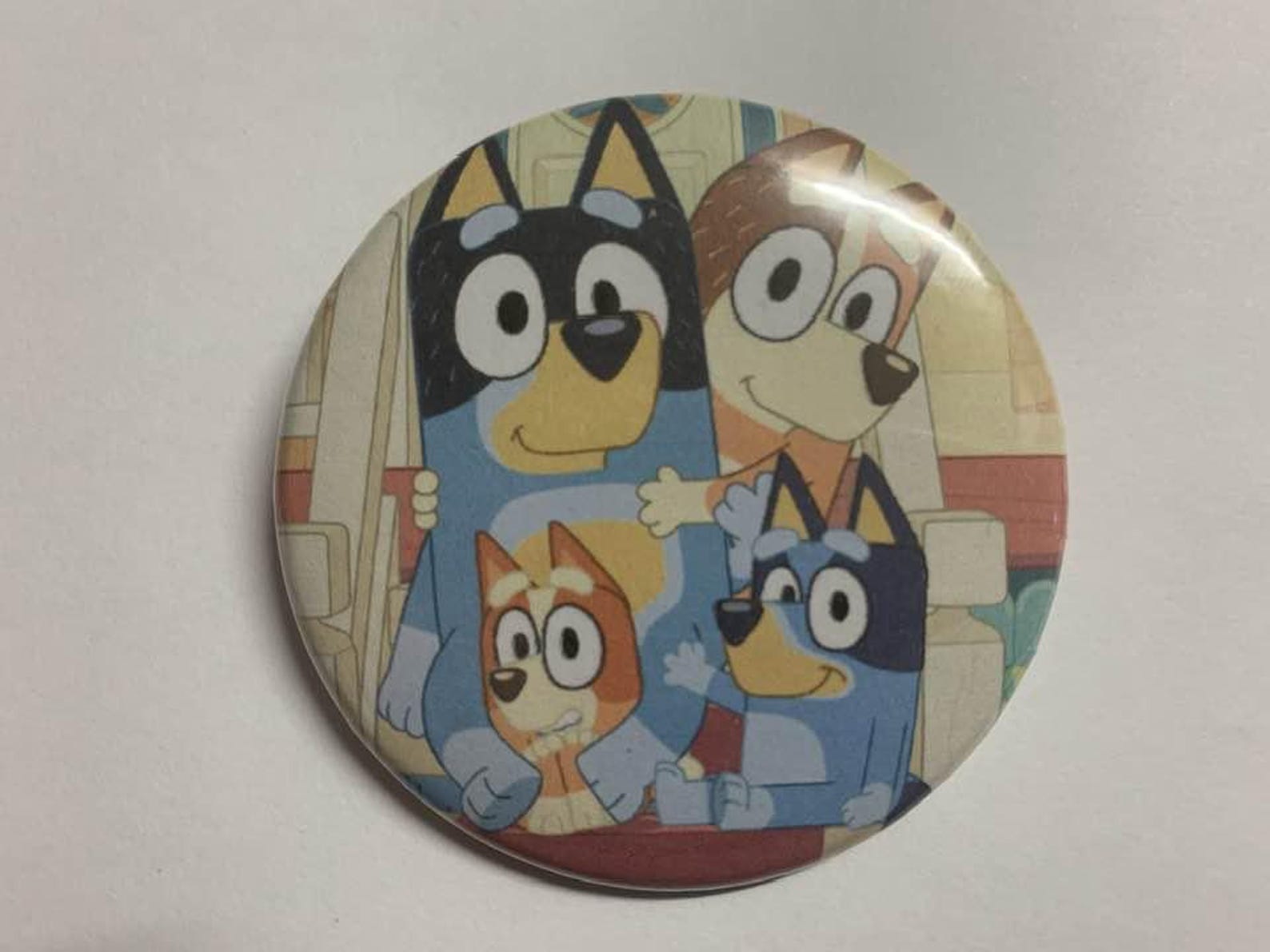 BLUEY Set of 6 Badges Pins 58mm Handmade Retro Unique Gift Kids Adults ...