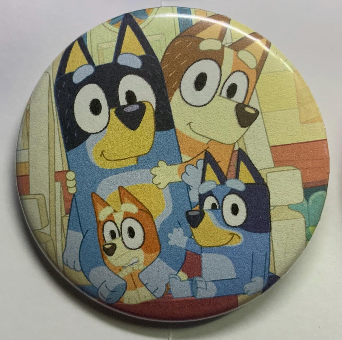 BLUEY Set of 6 Badges Pins 58mm Handmade Retro Unique Gift Kids Adults ...