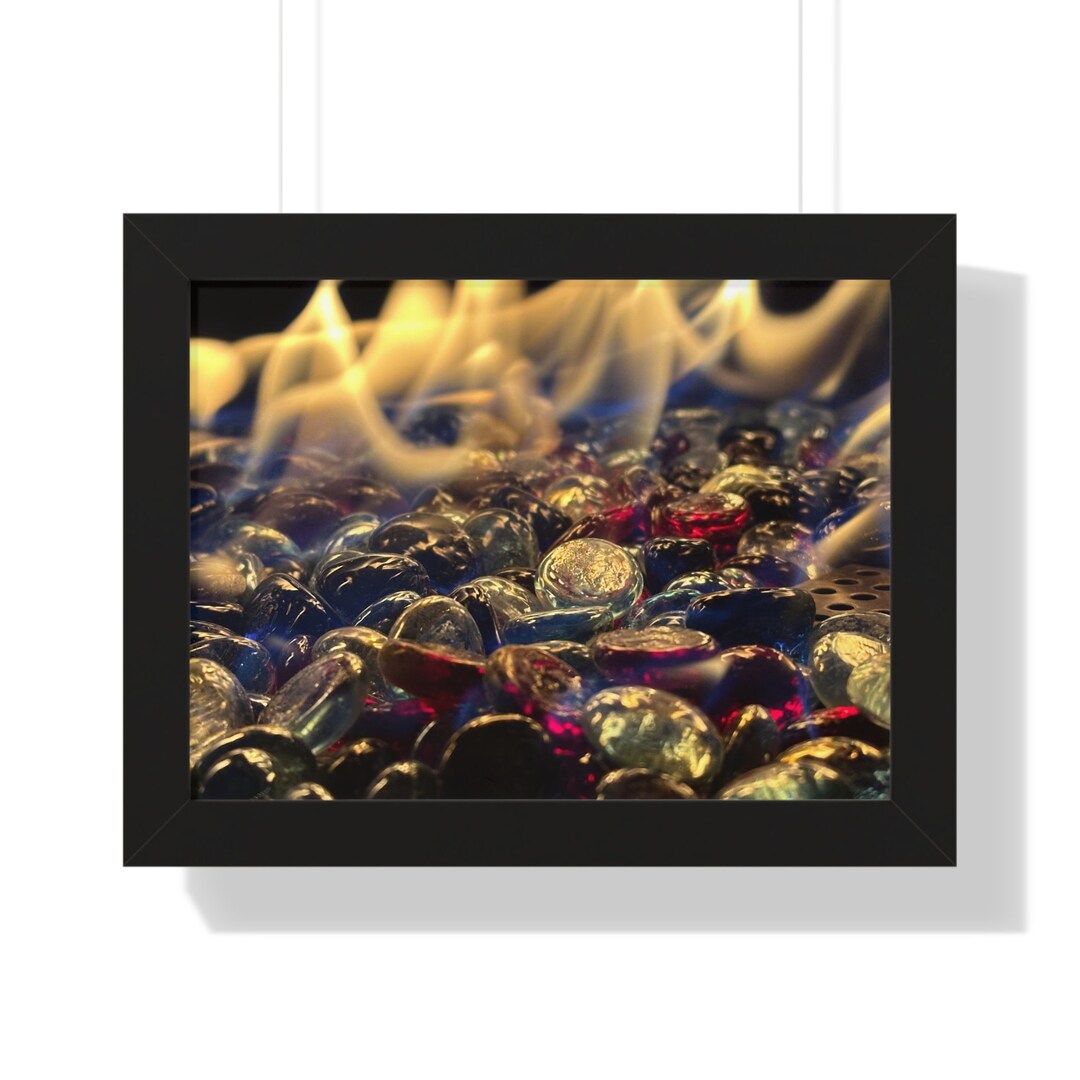 Fine Art Photography Backyard Fire Framed Horizontal Poster, Glass and ...