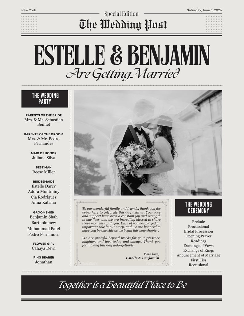 Editable Wedding Program; the Wedding Post - Etsy