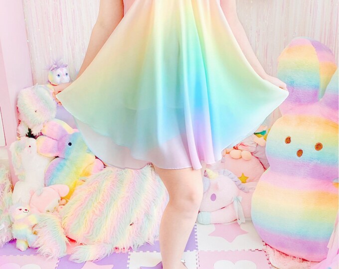Rainbow Magic Chiffon Mini Dress - Etsy
