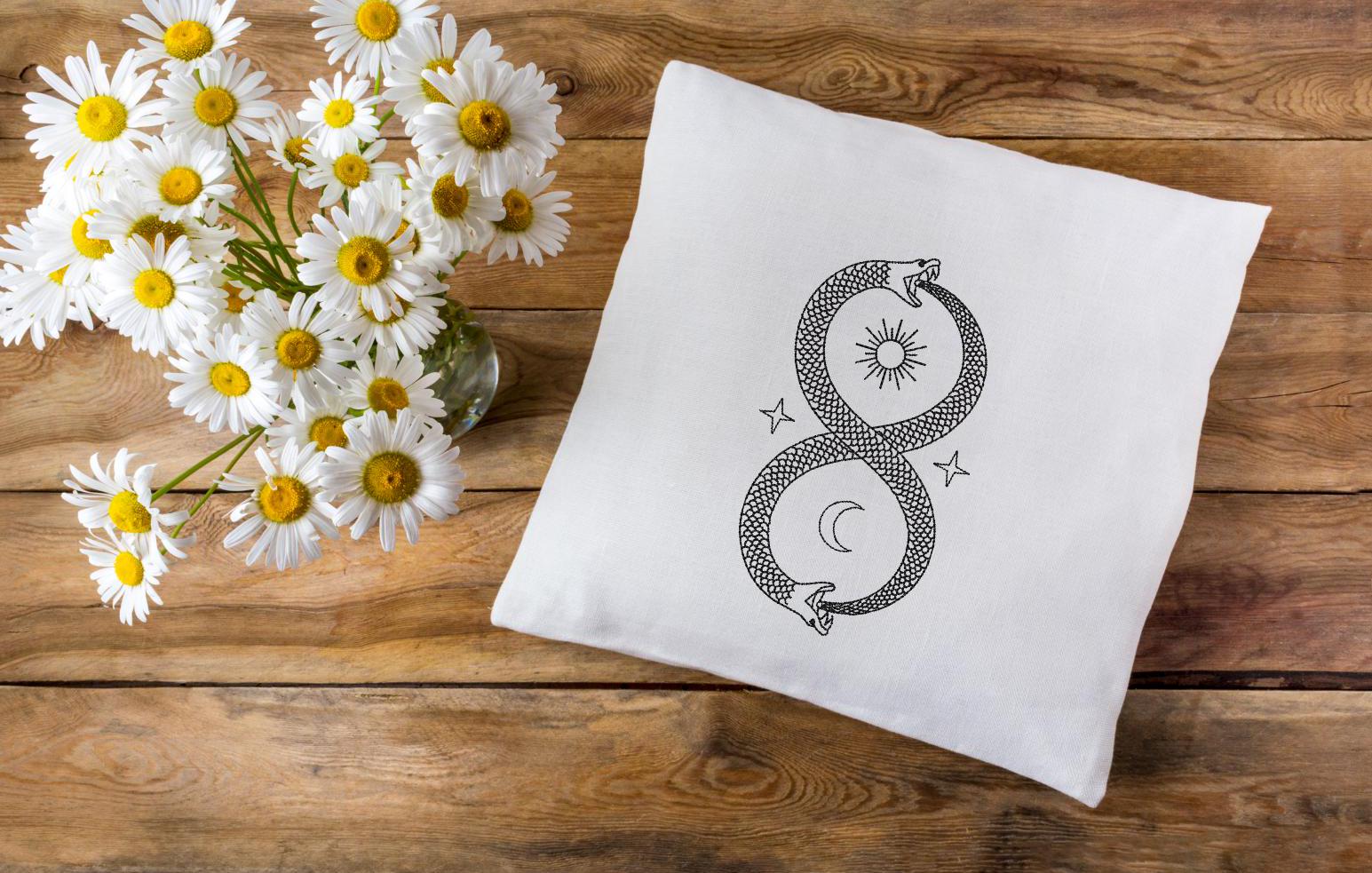 Snake Embroidery Design | Machine Embroidery File | Ouroboros Design ...