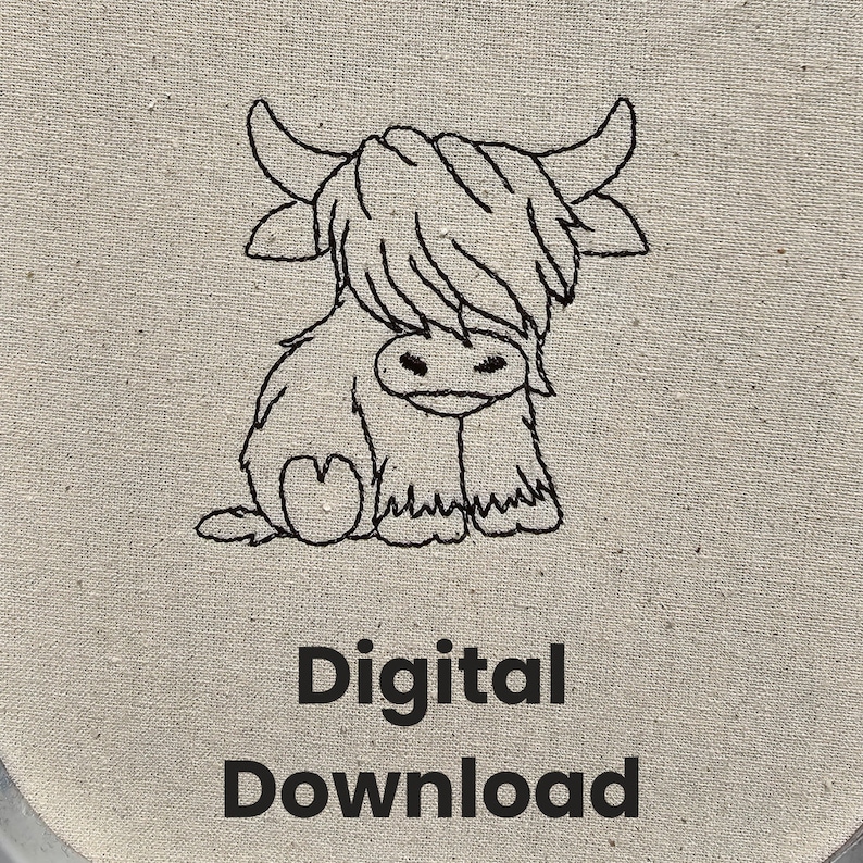 Highland Cattle Embroidery | Machine Embroidery File | Farm Animal ...