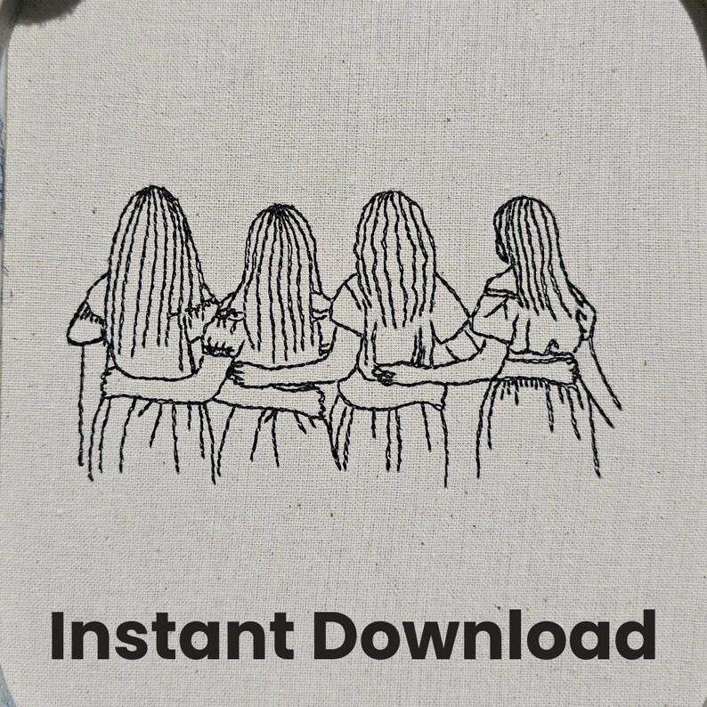Four Friends Embroidery File | Machine Embroidery File | Sister Design ...