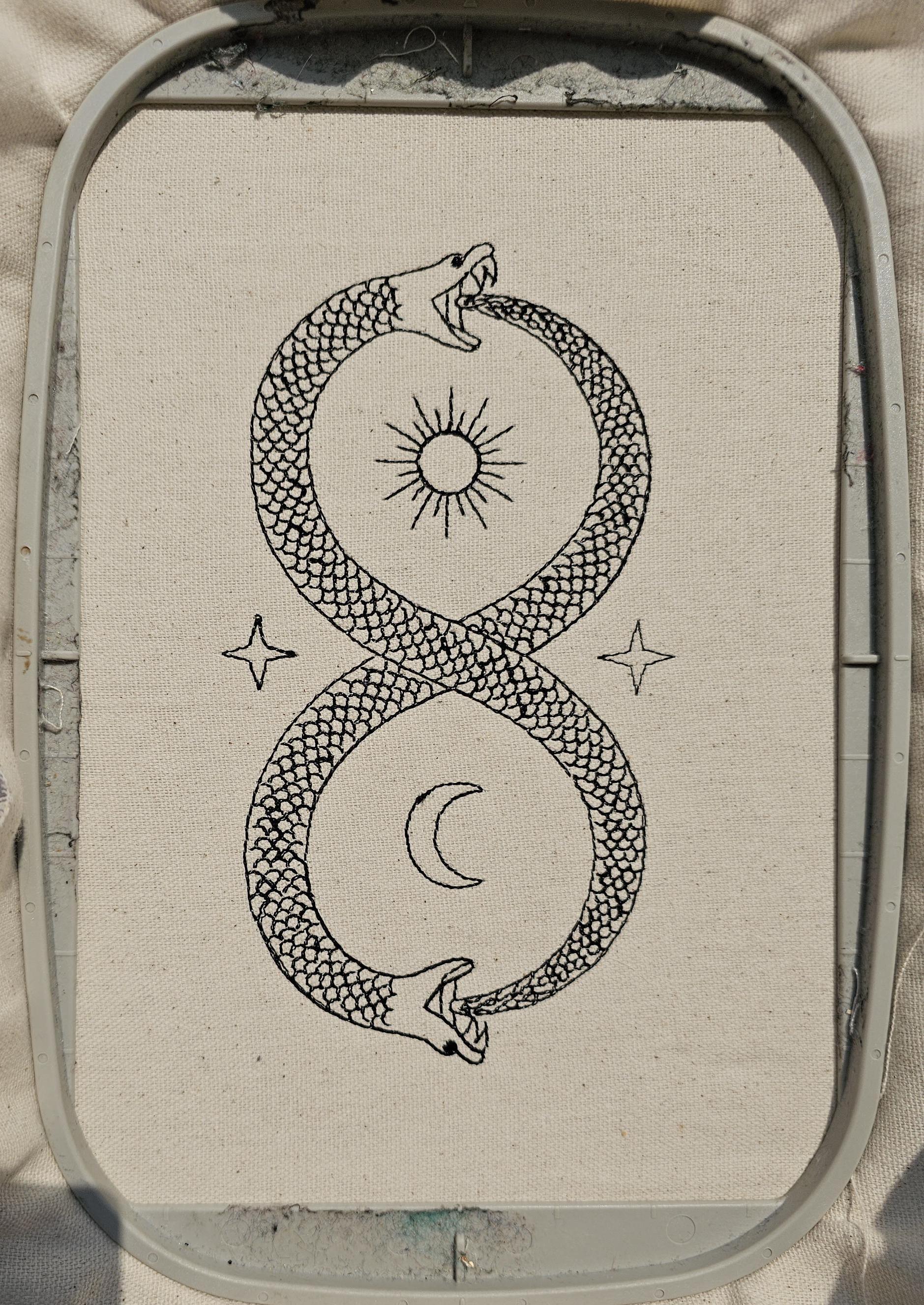 Snake Embroidery Design | Machine Embroidery File | Ouroboros Design ...