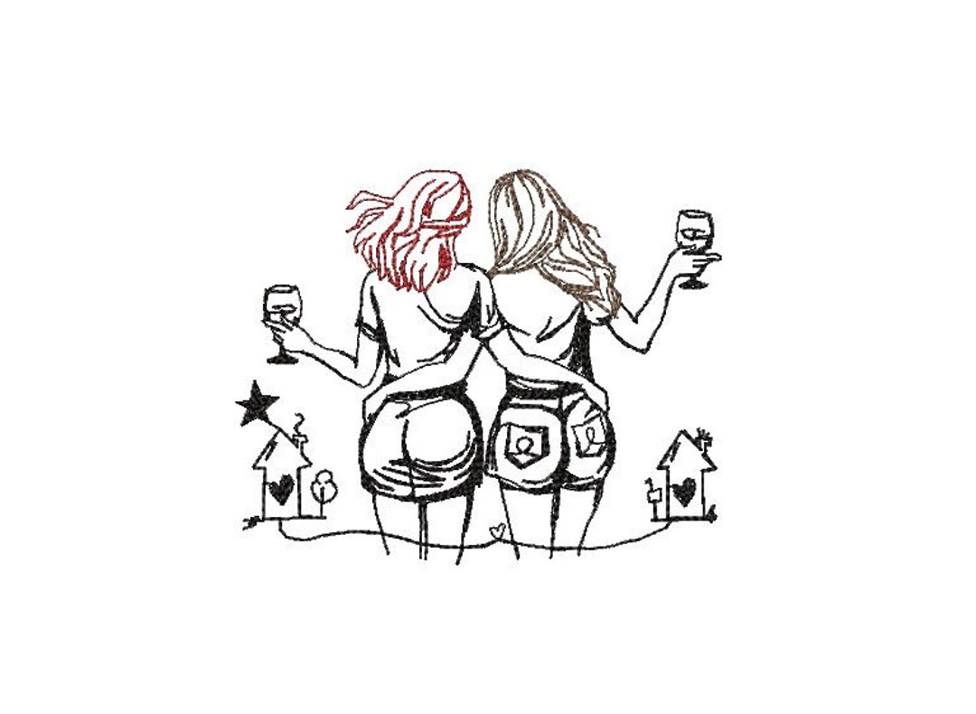 Friends Embroidery Design | Machine Embroidery File | Two Friends ...
